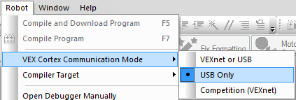 Getting Started with the VEX Cortex - Wired (USB A-to-A)