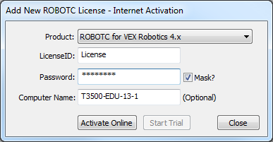 Activating ROBOTC